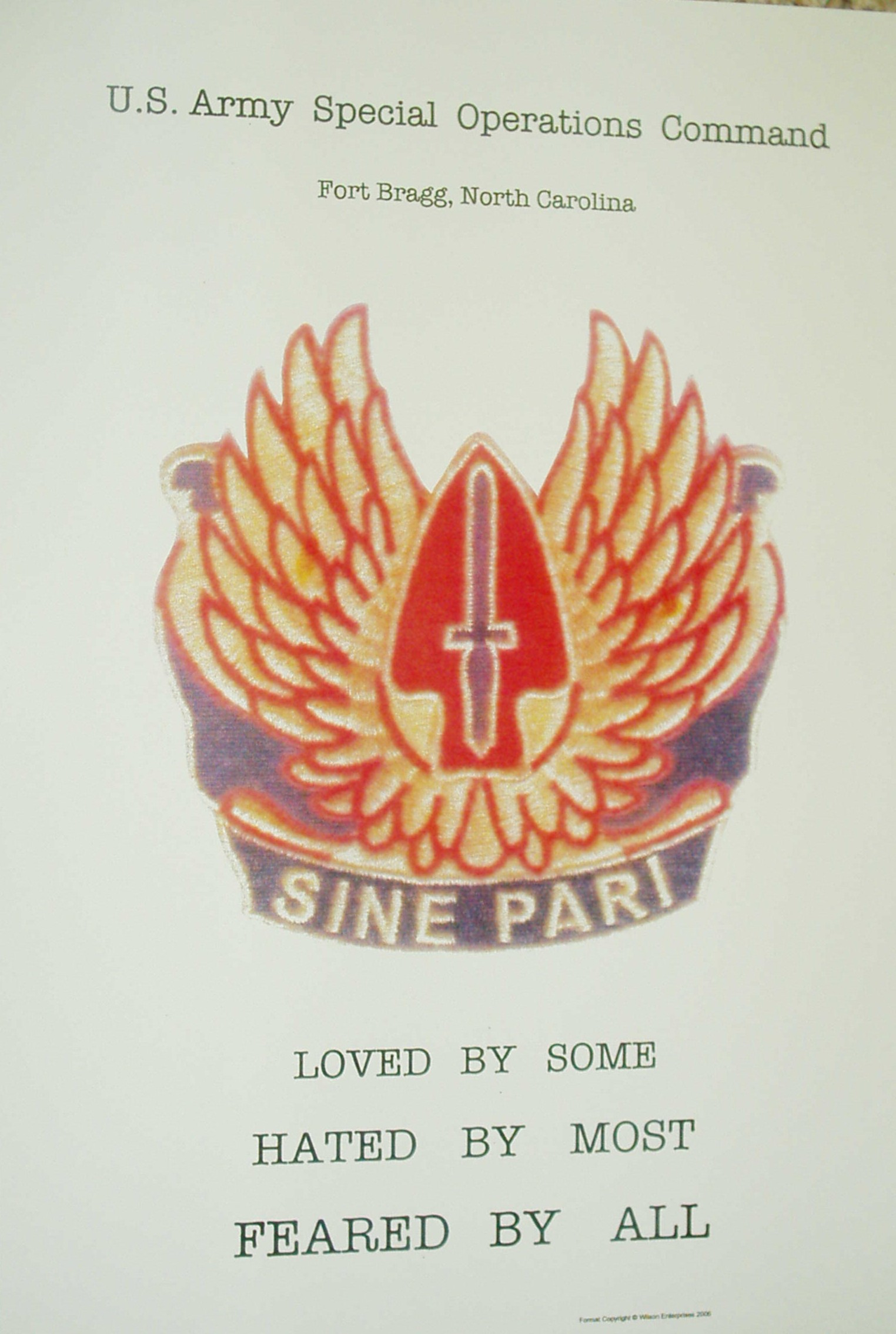 U.S. Army Elements to Special Operations Cmd USACOM $5.00